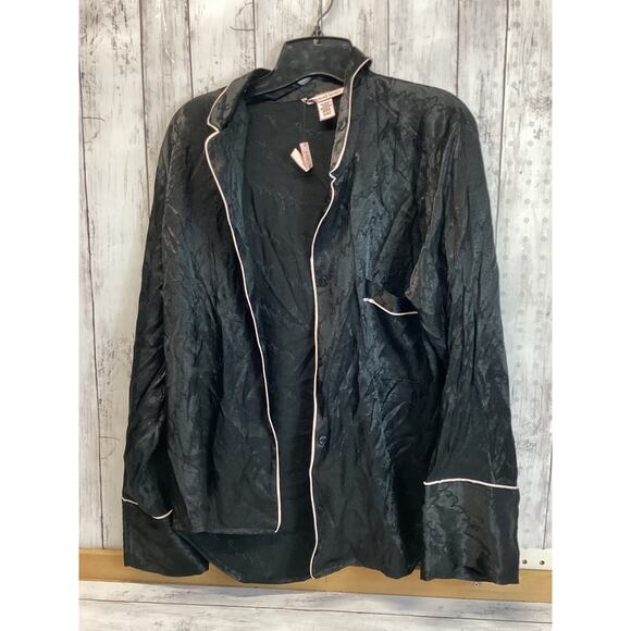 Victoria's Secret | Tops | Victorias Secret Satin Black Sleepshirts For ...